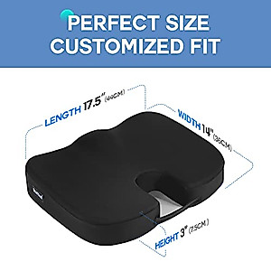 Stuffed Seat Cushion for Office Chair, Desk Chair Cushion for Long Sitting, Ergonomic Butt Cushion for Desk Chair, Gel Office Chair Seat Cushion, Memory Foam Butt Support for Chair