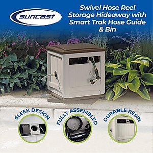 Suncast Swivel Hose Reel Storage Hideaway w/Smart Trak Hose Guide & Bin (2 Pack)
