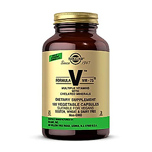 Solgar Formula VM-75, 120 Vegetable Capsules - Vitamin A, B6, B12, C, D, E - Biotin, Magnesium, Calcium, Copper, Iron, Zinc, Folic Acid, Niacin - Non-GMO, Vegan, Gluten Free, Dairy Free - 60 Servings