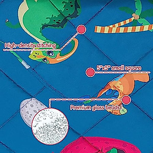 yescool Weighted Blanket (7 lbs, 41" x 60", Dianasour) Cooling Heavy Blanket for Sleeping Perfect for 60-90 lbs, Throw Size Breathable Blanket with Premium Glass Bead, Machine Washable