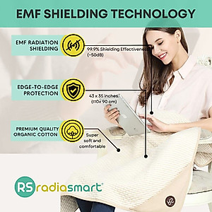 Radia Smart 5G Blocking, EMF Protection Baby Blanket, Pregnancy Belly Shielding, Organic Cotton, Cream, 35”x30