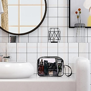 CGBE TSA Approved Toiletry Bag With Handle, Clear Toiletry Bag Quart Size Travel Bags For Toiletries Carry On Cosmetic Makeup Pouch For Men