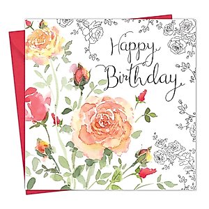 TWIZLER Floral Happy Birthday Card, Multicolor, 6.1 x 6.1 in