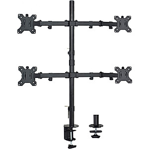 HP EliteDisplay E243 23.8 Inch IPS LED Backlit Monitor (1FH47A8#ABA) 4-Pack Bundle with Desk Mount Clamp Fully Adjustable Four Monitor Stand