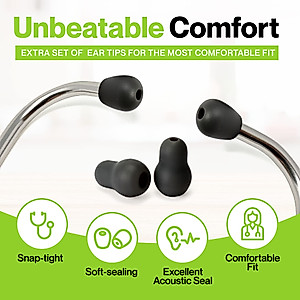 Durabasics Stethoscope Ear Tips Replacement for Littmann Stethoscopes - Compatible with Littman Ear Tips Replacement, Stethoscope Ear Pieces, Littmann Stethoscope Parts & Cardiology IV Parts - Black