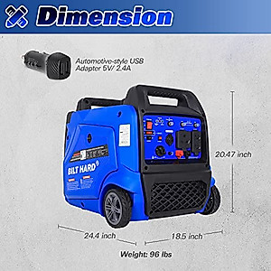 BILT HARD Generator 5500 Watt, Quiet Inverter Generator Portable with Electric Start, 120V NEMA 5-20R, NEMA TT-30R and 12V DC Output, Outdoor Generators for Home Backup Use and RV Ready