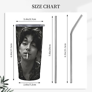 OAEWRE Gong Actors Yoo Stainless Steel Mug Insulated Tumbler Coffee Mugs with Lids and Straw Double Wall Vacuum Cup 20oz