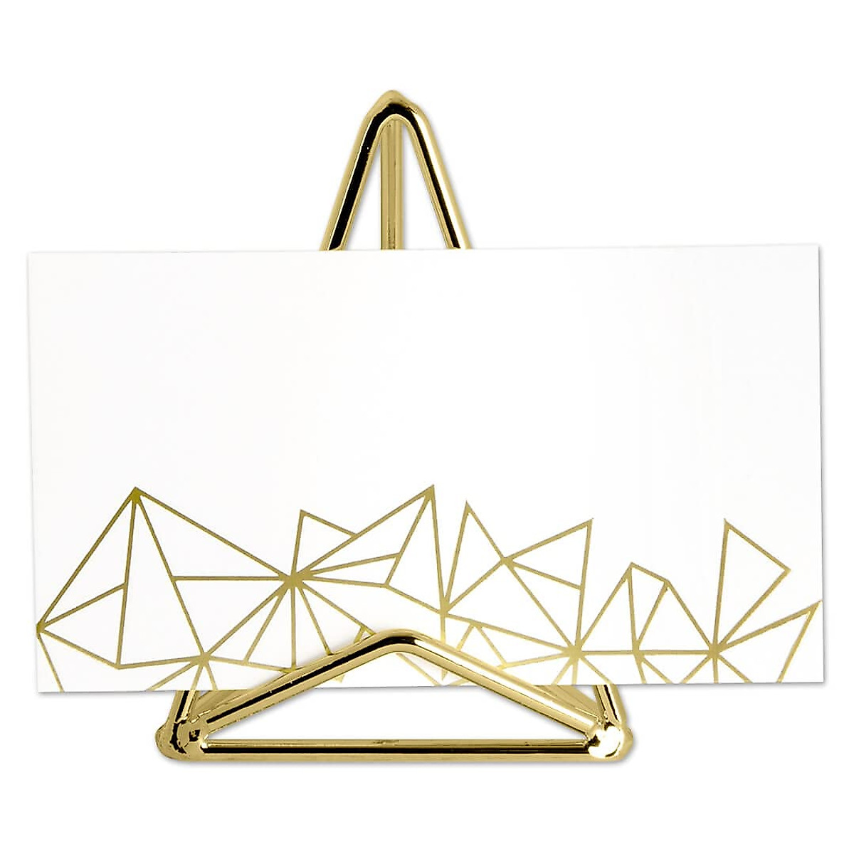 Koyal Wholesale Modern Metal Geometric Triangle Wedding Place Card Holders, Set of 12 Gold Table Number Holders