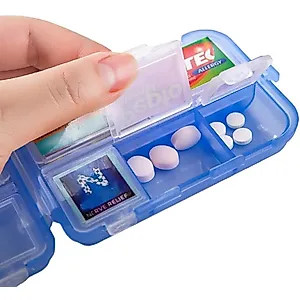 Pill Organizer with Medicine Labels Travel Daily Pill Container Mini Medication Organizer Storage Pill Organizer Travel Essentials Pill Case 7 Day Pill Organizer(Pink & 161 Lables)
