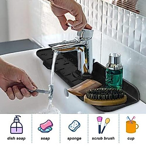 3 Pack Faucet Splash Guard Mat for Kitchen Sink, Silicone Faucet Handle Drip Catcher - Sink Tray, Water Backsplash Catcher Kitchenguard Mat Sink Protector for Bathroom & Kitchen Sink Accessories