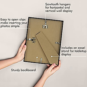 Americanflat 8.5x11 Picture Frame in Black - Thin Border Photo Frame with Shatter Resistant Glass - Horizontal and Vertical Formats & 8x10 Picture Frame in Black - Thin Border 5x7 Picture Frame