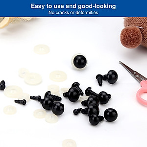 Large Safety Eyes for Amigurumi Crochet 18-30mm - RuWfpz 4 Sizes Stuffed Animal Eyes with Washers, 80Pcs Black Plastic Crochet Safety Eyes for Crafts Doll Bear Plush Animal