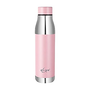 ZLINS Stainless Steel Vacuum Insulated 22oz Water Bottle Leak-Proof - Reusable Double Walled Metal Thermos - Sports Flask Great for Travel, Hiking, Camping(Pink)