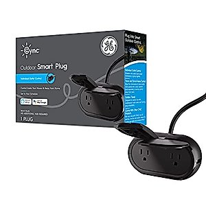 GE CYNC Outdoor Smart Plug, Bluetooth and Wi-Fi Outlet Socket, Works with Alexa and Google Home, Weather Resistant Plug, Voice Control Outlet (1 Pack)