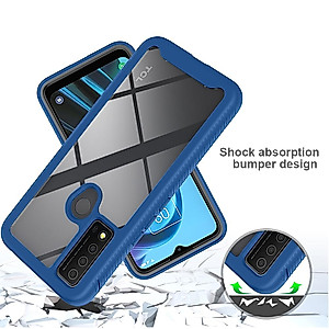 Asuwish Phone Case for TCL 30XE/30V/4X/20AX/20A/20R/Bremen 5G with Tempered Glass Screen Protector Hybrid Rugged Protective Cell Cover TLC T601DL 30 XE XE5G V 20 AX R A 6.67 Women Men Blue