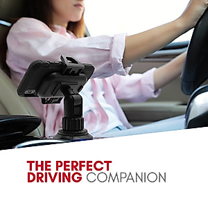 Macally Cup Holder Phone Mount, [Upgraded] Cell Phone Holder for Car Cup Holder with Universal Cup Phone Holder for iPhone, Samsung, Smartphone - Cupholder Phone Holder for Car, Truck, Golf Cart