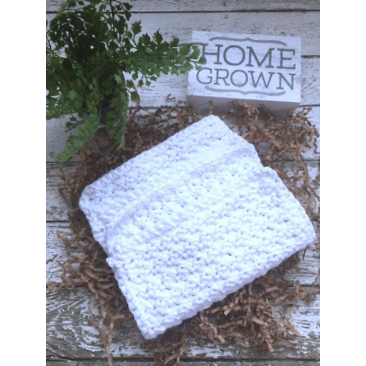 Handmade Cotton Kitchen Dish Cloths White Set of 3 Eco Friendly Wash Cloths Crochet Dishcloths