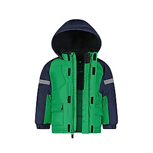 London Fog Baby Boys' Two-Piece Ski Jacket and Snowbib Snowsuit Set, Bright Green, 24 Months