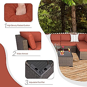 ide·o Patio Furniture Sets Backyard Furniture - 7 PCS Patio Conversation Sets, Wicker Patio Furniture, Outdoor Patio Set, Outdoor Patio Furniture