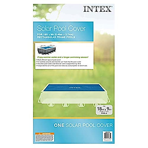 INTEX 28016E Solar Pool Cover: For 18ft Rectangular Frame Pools – Insulates Pool Water – Reduces Water Evaporation and Chemical Consumption – Keeps Debris Out