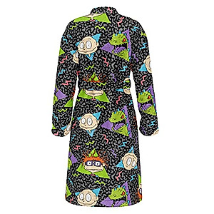Nickelodeon Rugrats SUPER PLUSH Full-Length Long Sleeve Fleece Wrap Robe with Reptar, Tommy and Chuckie, One size Fits all
