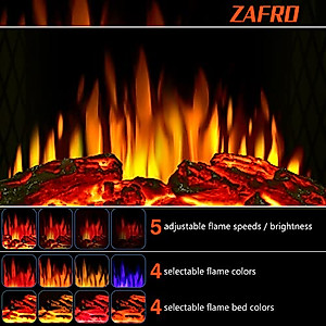 ZAFRO 24Inches Electric Fireplace Stove, Free-Standing Electric Fireplace with Adjustable Brightness, Indoor Heater with Realistic Flame Effects, Overheating Protection, 500w/1500w, Black
