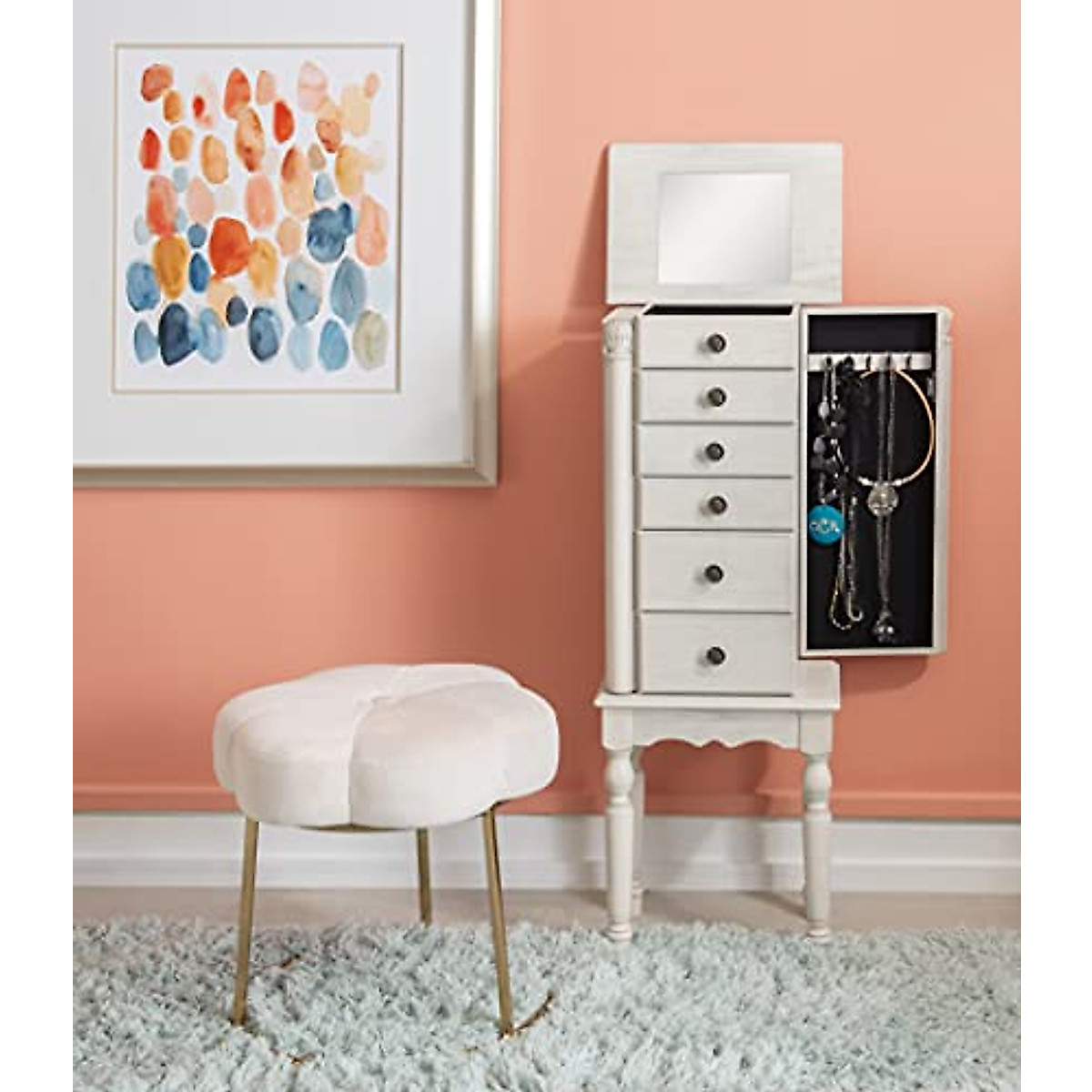 Powell Darcy Off White Jewelry Armoire
