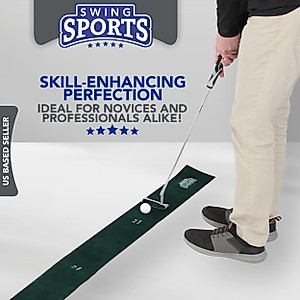 Swing Sports Adjustable Putting Green - Quiet Auto Ball Return Electric Putting Green Indoor Practice Putt Training Aid