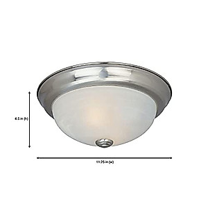 Designers Fountain 11 in Modern 2-Light Flush Mount Ceiling Light, Satin Platinum with Alabaster Glass Shade, 1257S-SP-AL