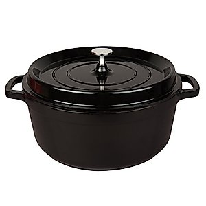MasterPan 7 Quart Non-Stick Cast Aluminum Dutch Oven Casserole Stockpot 11", Black