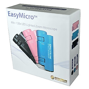 Spectrum Optical Instruments EasyMicro 60x-120x LED Lighted Zoom Microscope (Black) - 2X Sample Slices and Protective Bag SOIEM60120
