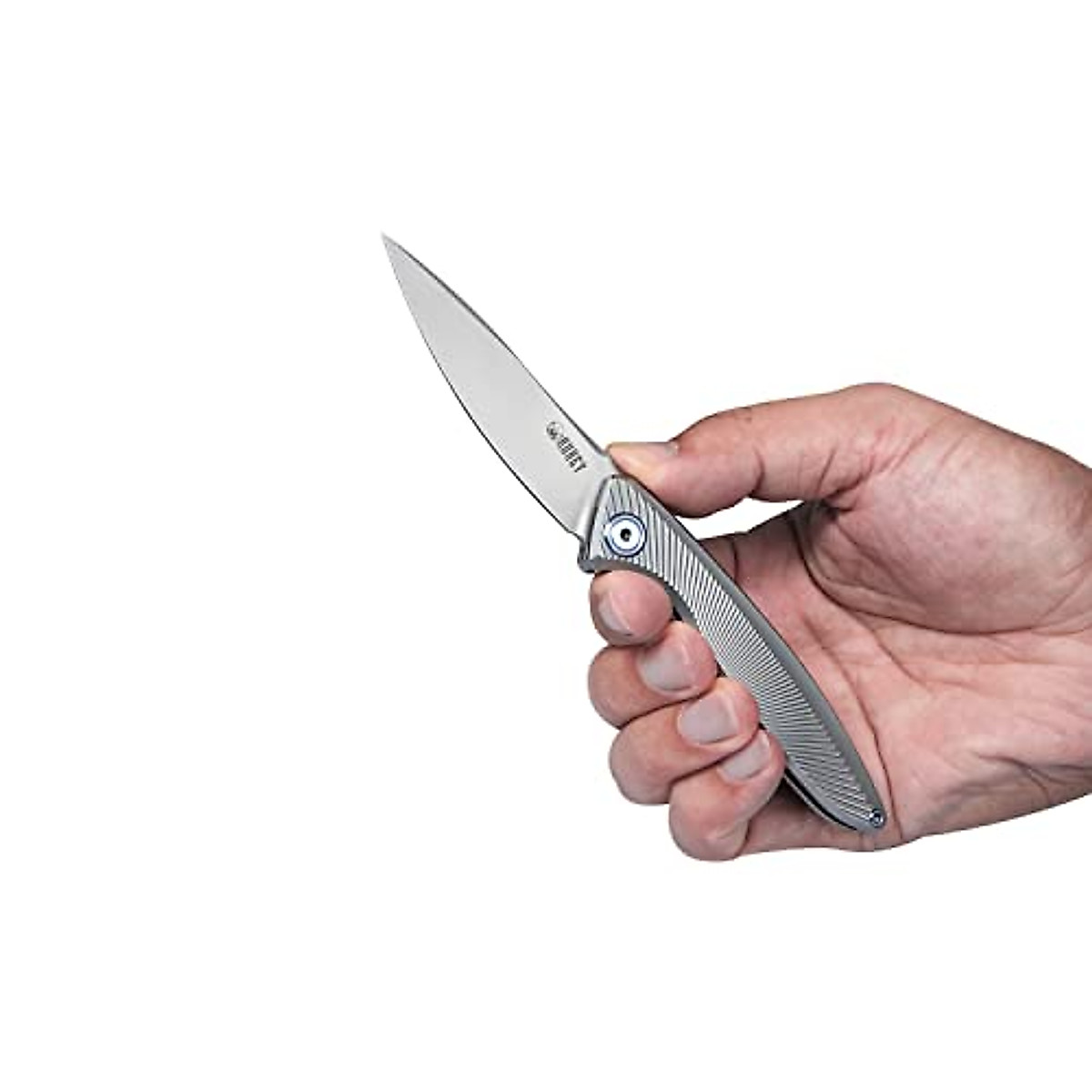 Kubey Pike KB2103 Small Pocket Knife with 2.87" 20CV Blade, Lightweight Parsons Bladeworks Designed Titanium Folding Knife for EDC Hiking Camping (Gray)