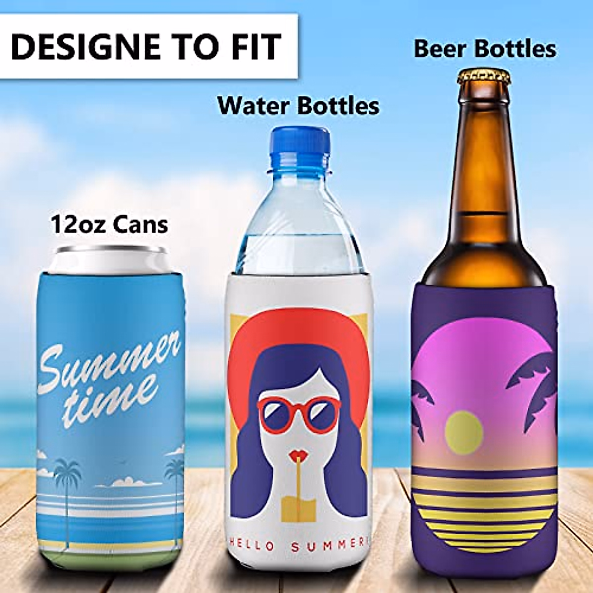 Sublimation Blanks Slim Beer Can Sleeves, 6pcs Neoprene Personalized Sublimation Can Cooler Covers Foldable Insulators Beer Holders Fit for 12oz Slim Drink Beer Cans