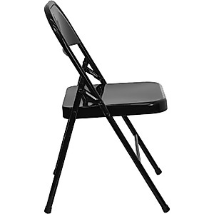 Flash Furniture HERCULES Series Triple Braced & Double Hinged Black Metal Folding Chair