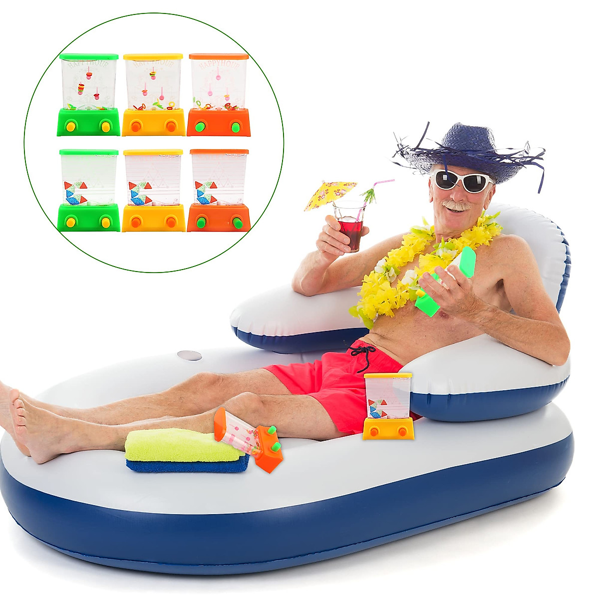 Rcanedny 18 Pack Handheld Water Games Water Toss Ring Game Handheld Water Ring Toy for Party Favors Goody Bag Fillers Retro Pastime