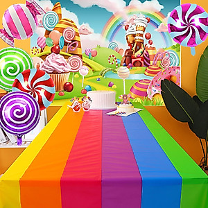 Tsoifu 124Pcs Candyland Party Decorations for Girl Boy Lollipop Birthday Party Supplies Candyland Backdrop and Candy Balloon Garland kit