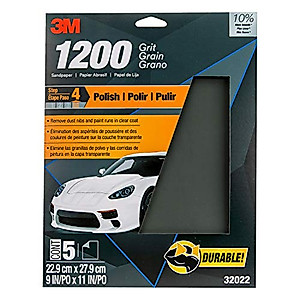 3M Wetordry Sandpaper, 32022, 1200 Grit, 9 in x 11 in, 5 Sheets Per Pack