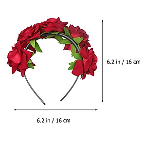 Headband Wedding Party Hairband Day of Dead Flower Crown (Claret)