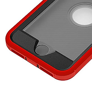 iPhone SE 2020/2022 3-in-1 Full Body Case, Built-in Screen Protector, Shockproof TPU & Hard PC Bumper, Drop-Proof Shell - Red/Black