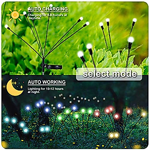 2 Pack Slyuexu Solar Garden Firefly Light：Starburst Swaying Firefly Outdoor Light Waterproof - Garden Decorative Lights Decoration Garden, Parties, Camping(Multicolor-Discolouration)