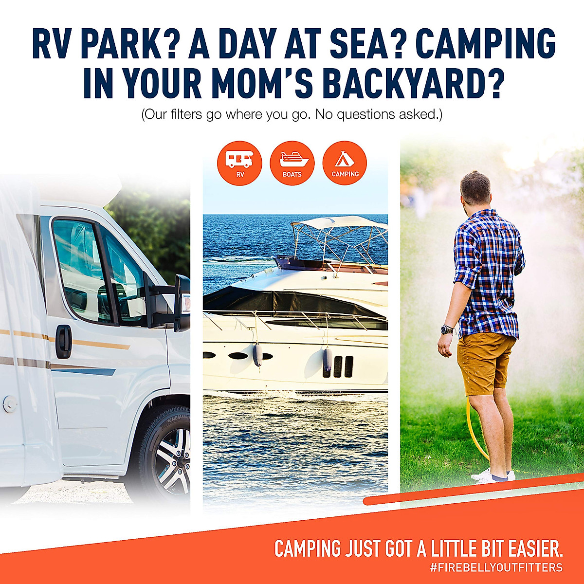 Firebelly Outfitters RV/Marine Inline Carbon Water Filter Replacement Kit (2 Pack) KDF Filtration System Protects Against Bad Taste, Odor, Iron, Lead, Mercury, Chlorine, Sediment, Mold, Fungus & More