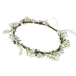 Vividsun Flower Crown Floral Headband Baby Breath Crown Flower Girl Headpiece