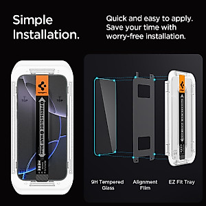 Spigen Tempered Glass Screen Protector [GlasTR EZ FIT] designed for iPhone 16 Pro [2 Pack]