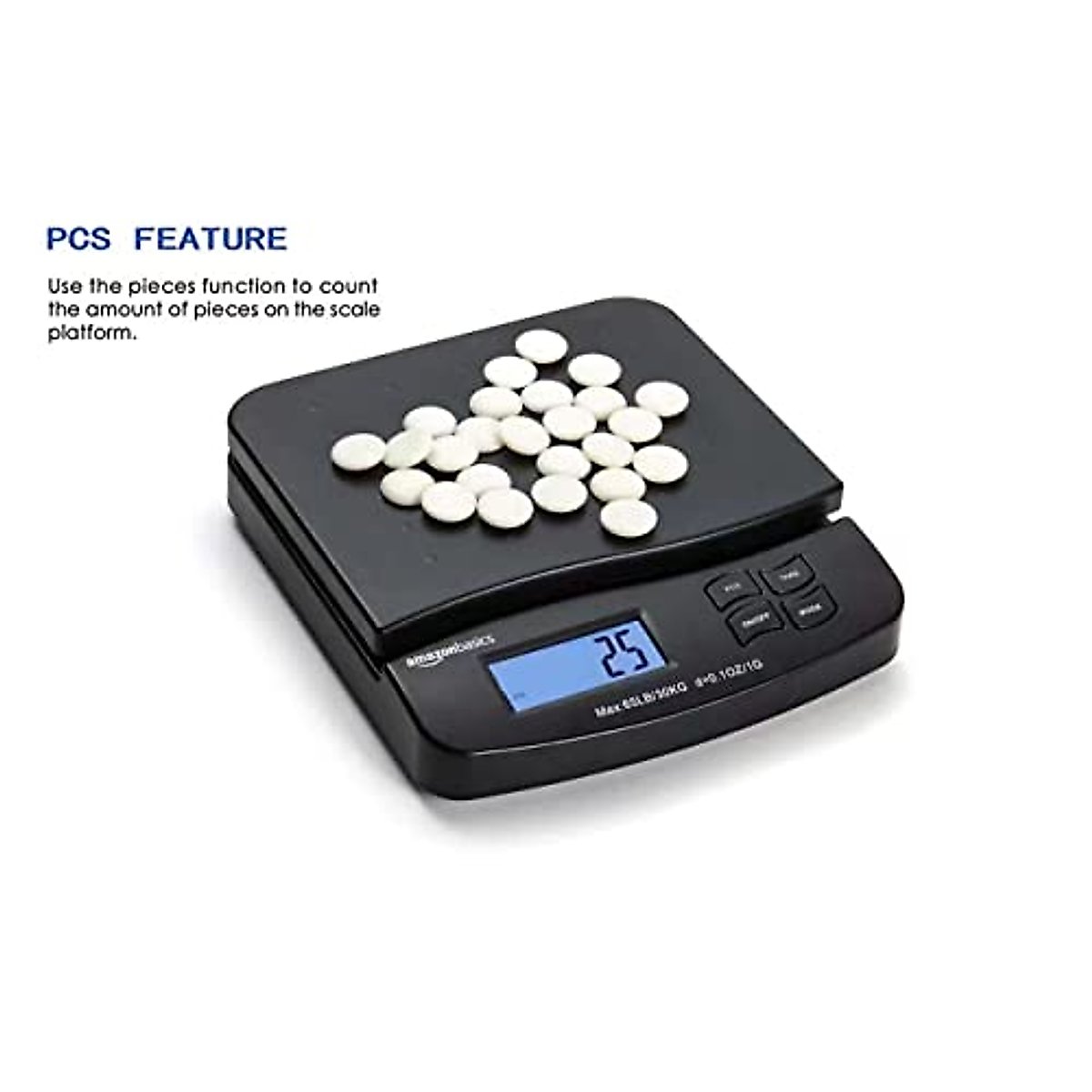 Amazon Basics Digital Postal Table Top Scale - AC Adapter, Counting Function, 65 Pound Capacity, 0.1 Ounce Readability