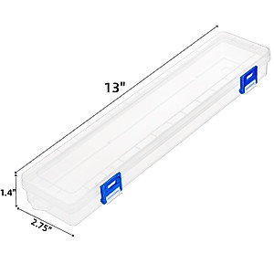 Noamus 8 Pack Plastic Paint Brush Holder, 13" Long Translucent Watercolor Pens Pencils Case with Buckle Design, Paintbrush Drawing Tools Storage Box Container with Hinged Lid for Artist Art Craft