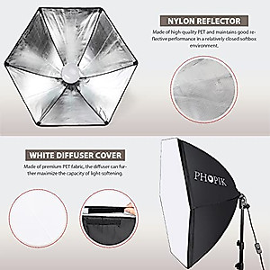 [Upgrade Version] PHOPIK Softbox ​Lighting Kit: 2x76x76cm Soft Box Lights Photography Accessories with 2pcs E27 Socket, Professional Continuous Studio Photography Photo Studio Equipment