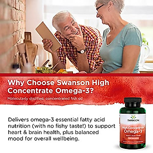 Swanson High Concentrate Omega-3 Fish Oil - Essential Fatty Acids - (120 Softgels, 680mg Each) 2 Pack