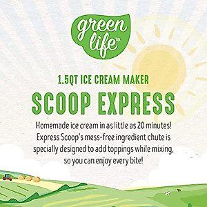 GreenLife 1.5QT Electric Ice Cream, Frozen Yogurt and Sorbet Maker with Mixing Paddle, Dishwasher Safe Parts, Easy one Switch, BPA-Free, Turquoise