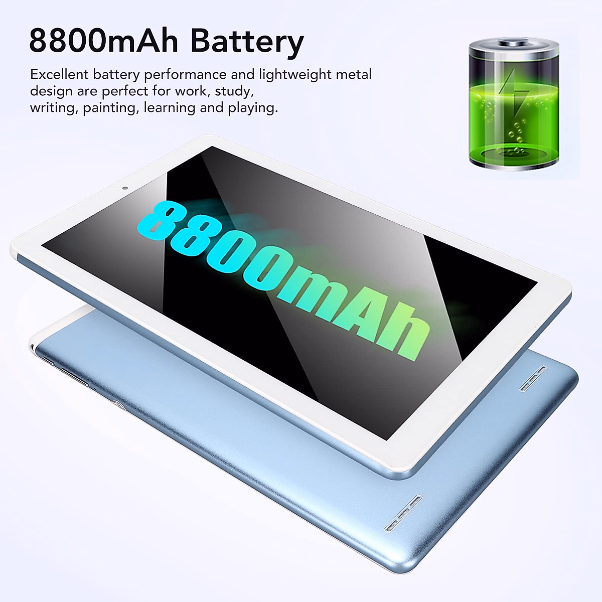 Ejoyous 10.1 Inch Tablet, Android 11 Tablet, 2.4G 5G Dual Band, 6GB 128GB RAM, Front 5MP Rear 13MP Camera, 1960x1080 IPS, Bluetooth 5.0, 8800mAh Calling Tablet 100‑240V (US Plug)