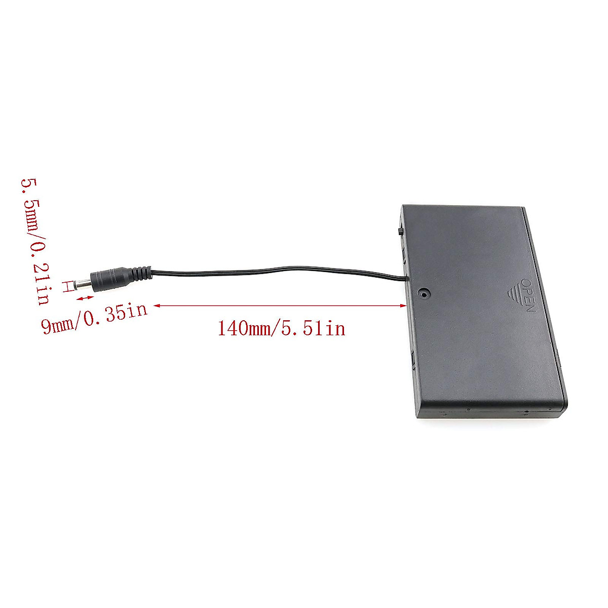 ITROLLE 8 x AA Battery Holder 8x1.5V 12V Black Battery Case Box with DC 5.5x2.1mm Male Connector and ON/Off Switch